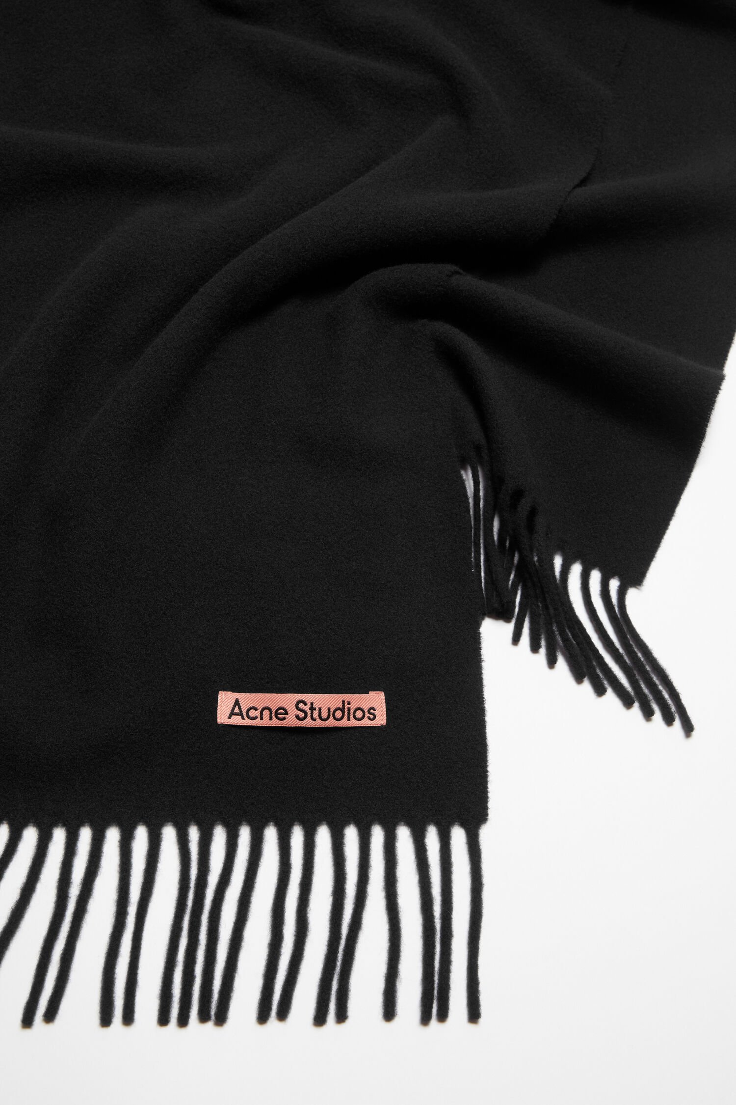 Acne Studios - Fringe wool scarf – Narrow - Black