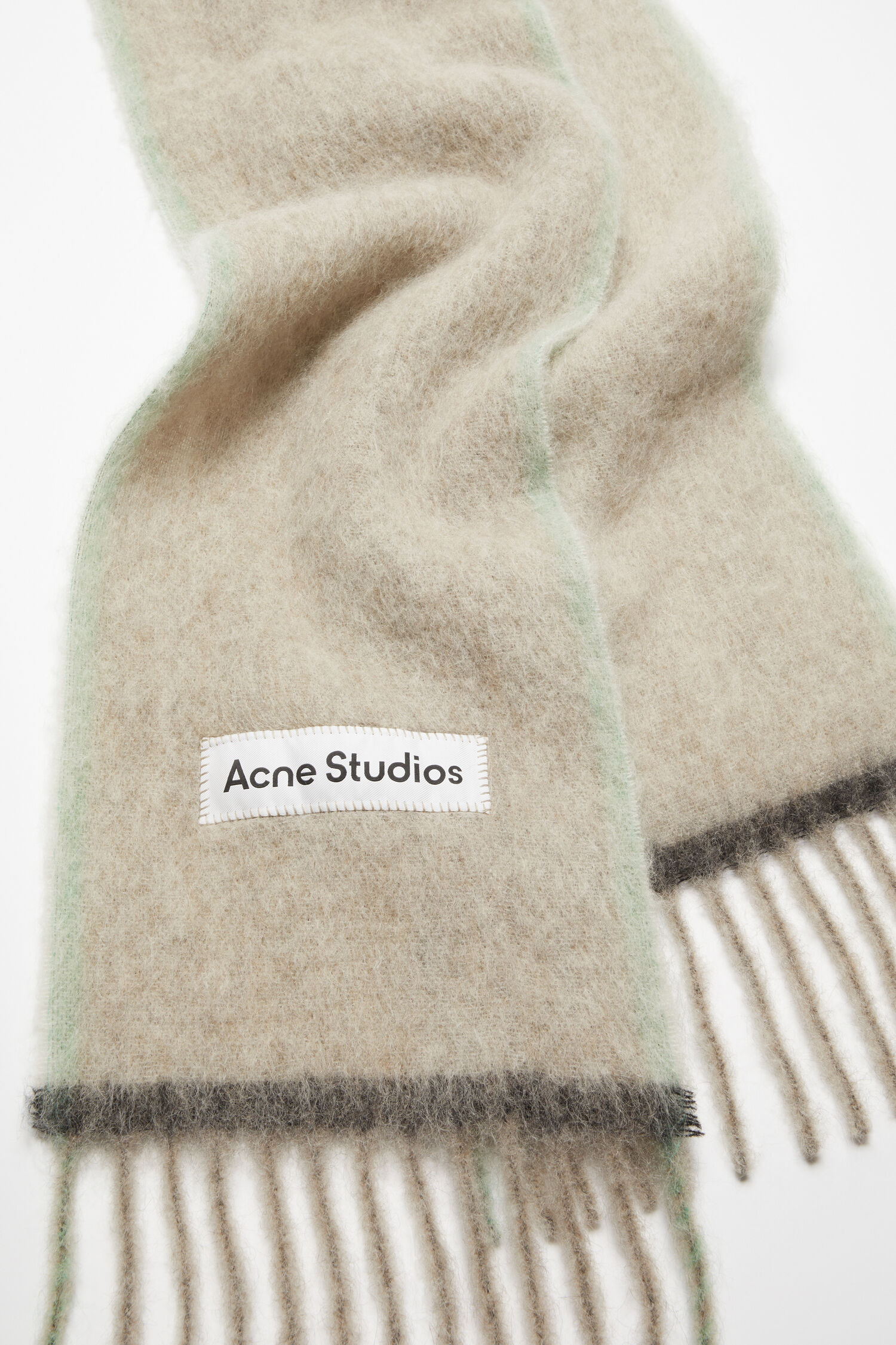 Acne Studios - Wool mohair scarf - Narrow - Beige/grey