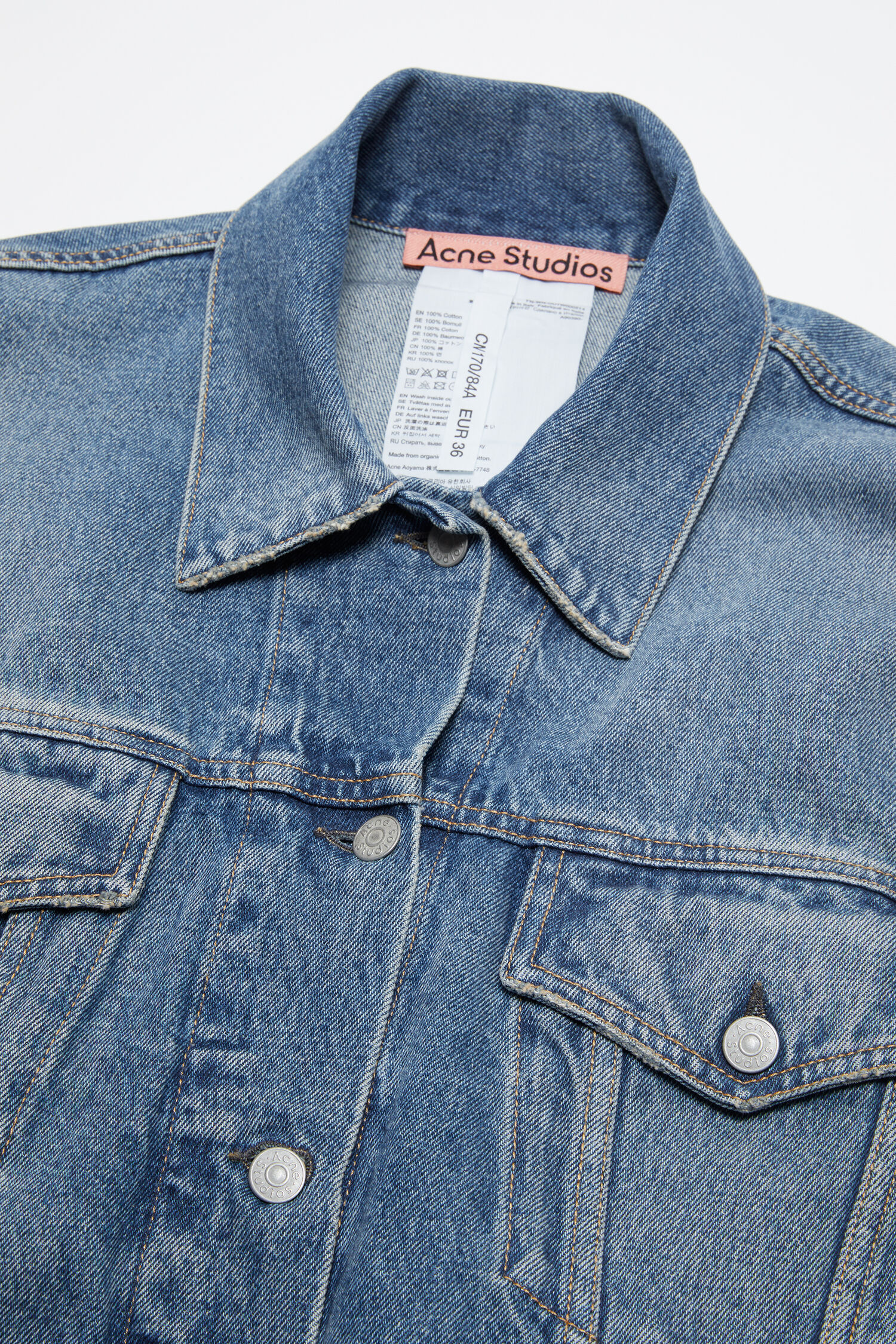 Acne Studios - Denim jacket - Relaxed cropped fit - Mid Blue
