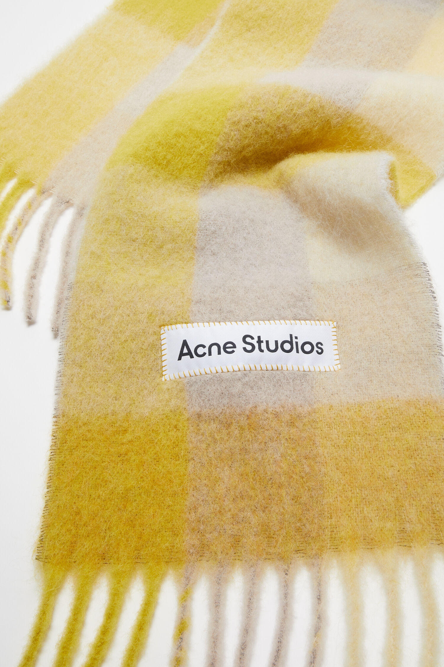 Acne Studios - Mohair checked scarf - Beige/yellow