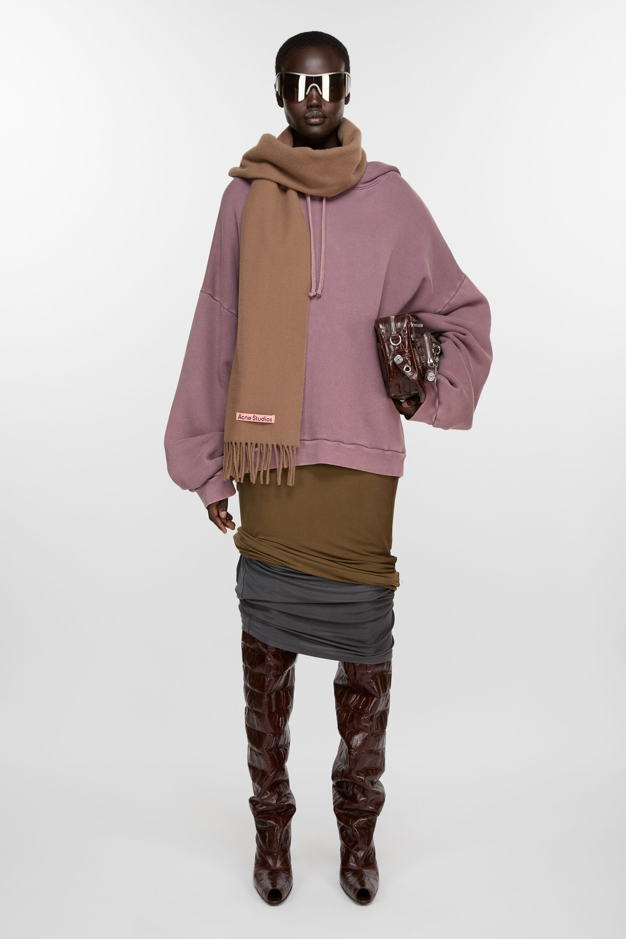 Acne Studios - Fringe wool scarf – Narrow - Caramel brown