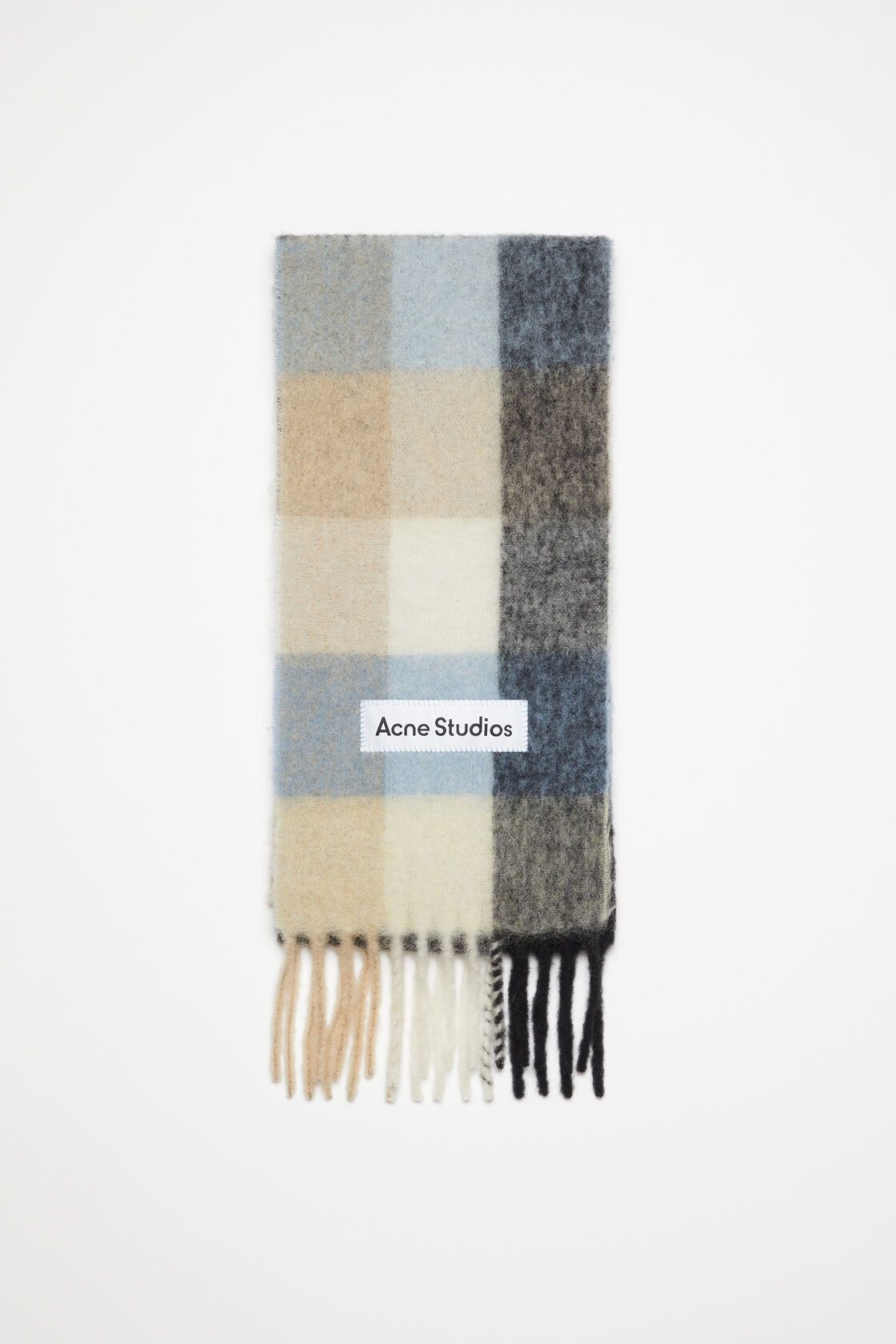 Acne Studios - Mohair checked scarf - Blue/beige/black