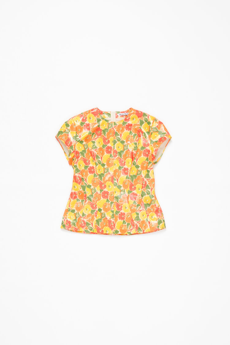 Acne Studios - Leather t-shirt - Orange Multi