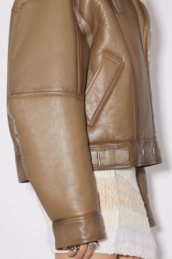 Acne Studios - Leather shearling jacket - Brown/light camel