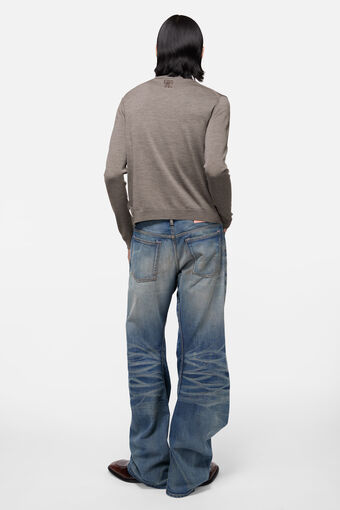 Acne Studios - Zip-up bow logo cardigan - Warm Grey Melange
