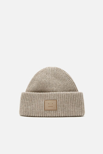 Acne Studios - Face logo beanie - Yak - Greige melange