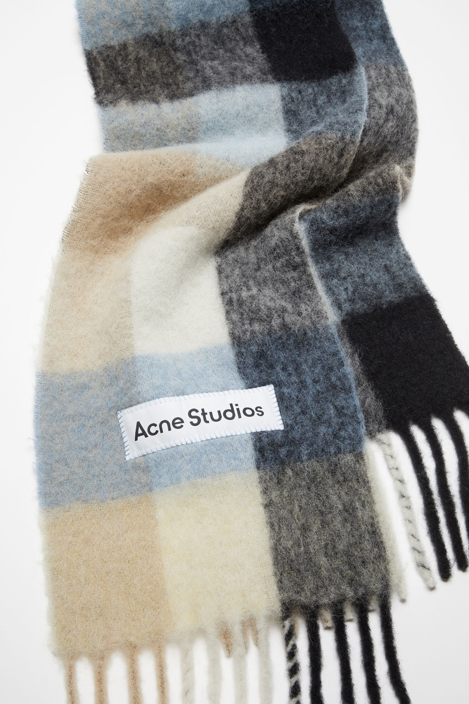 Acne Studios - Mohair checked scarf - Blue/beige/black