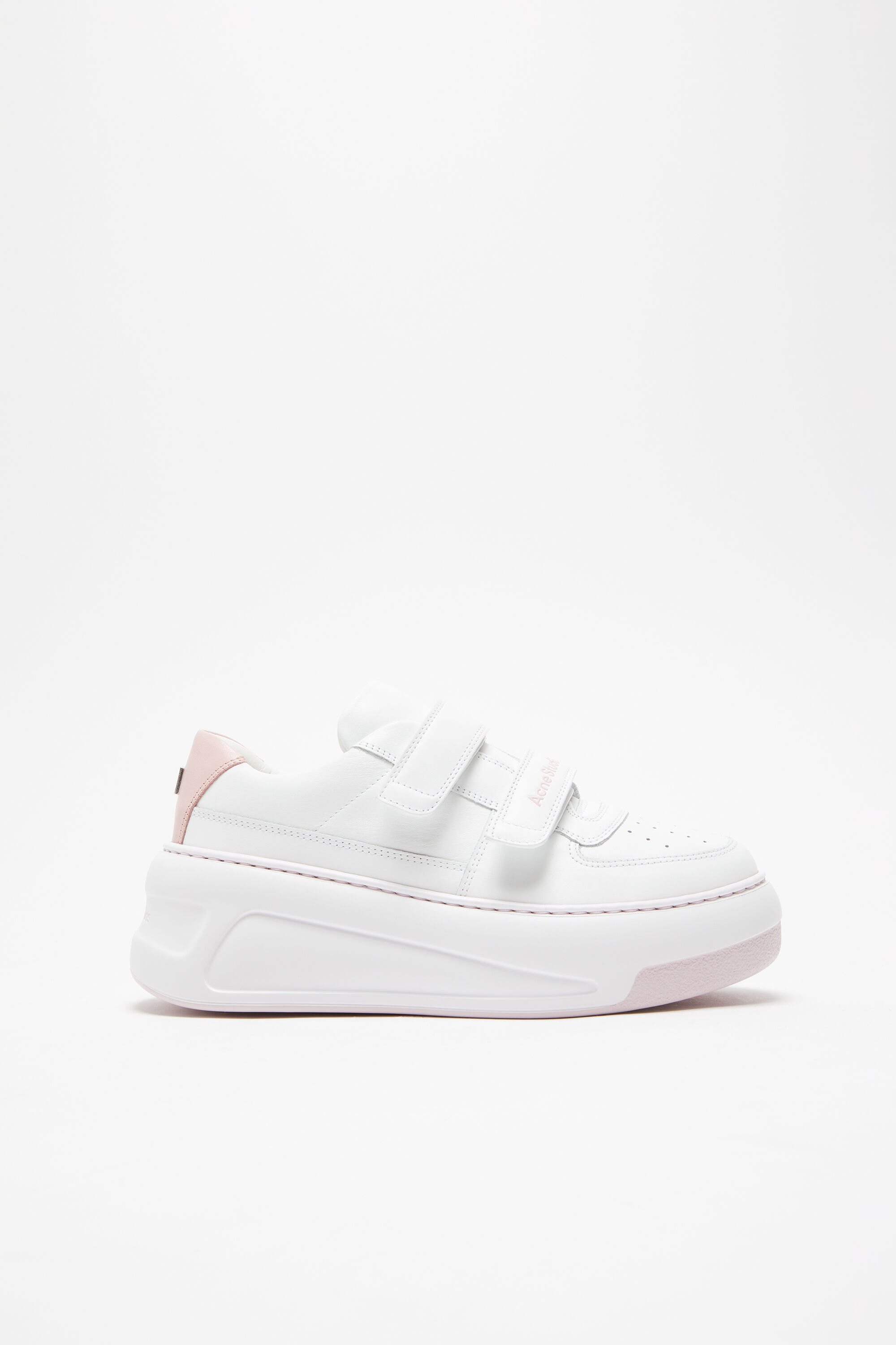 Acne Studios - Velcro strap platform sneakers - Optic white/pink