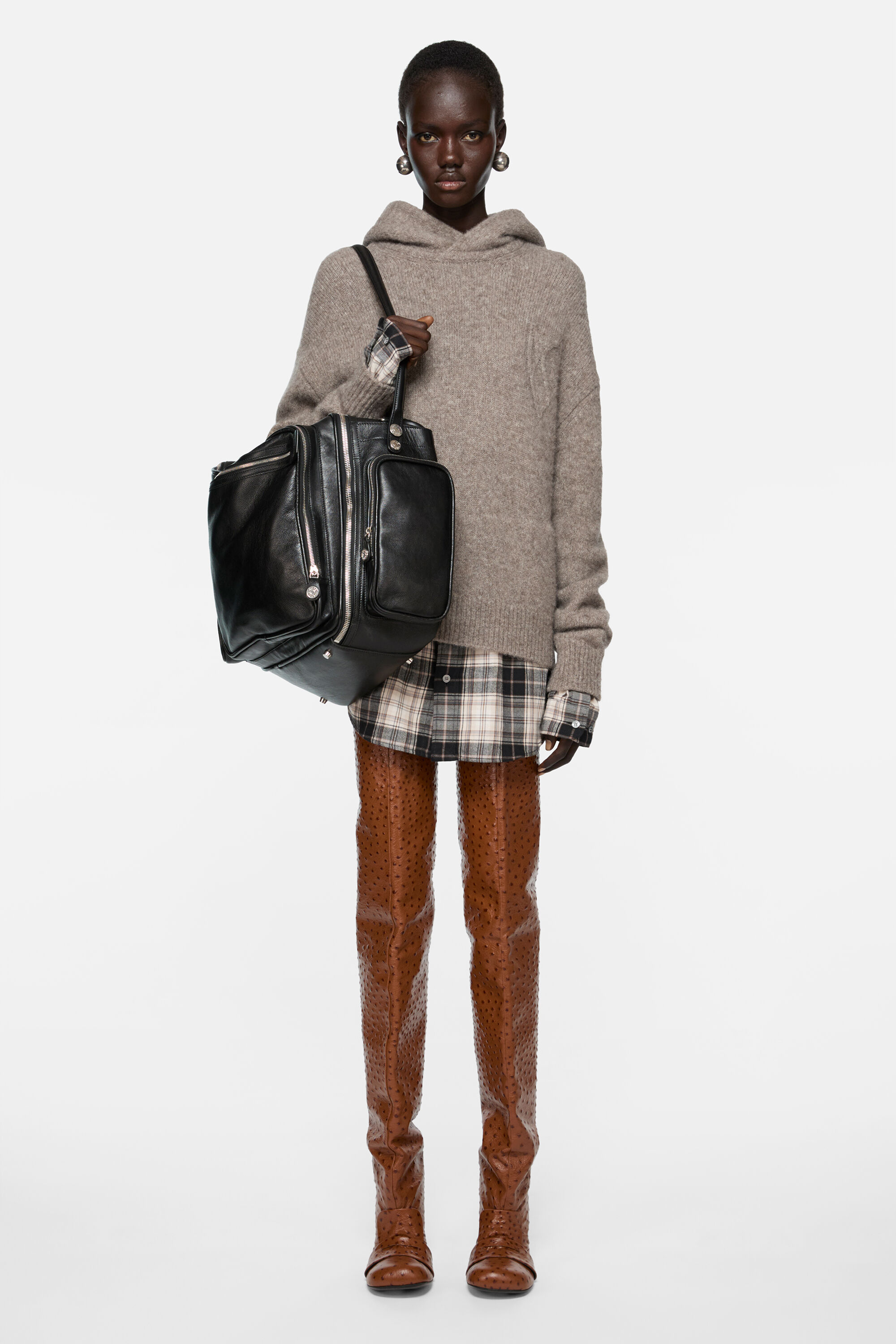 Acne Studios - Layered wool hoodie - Beige melange