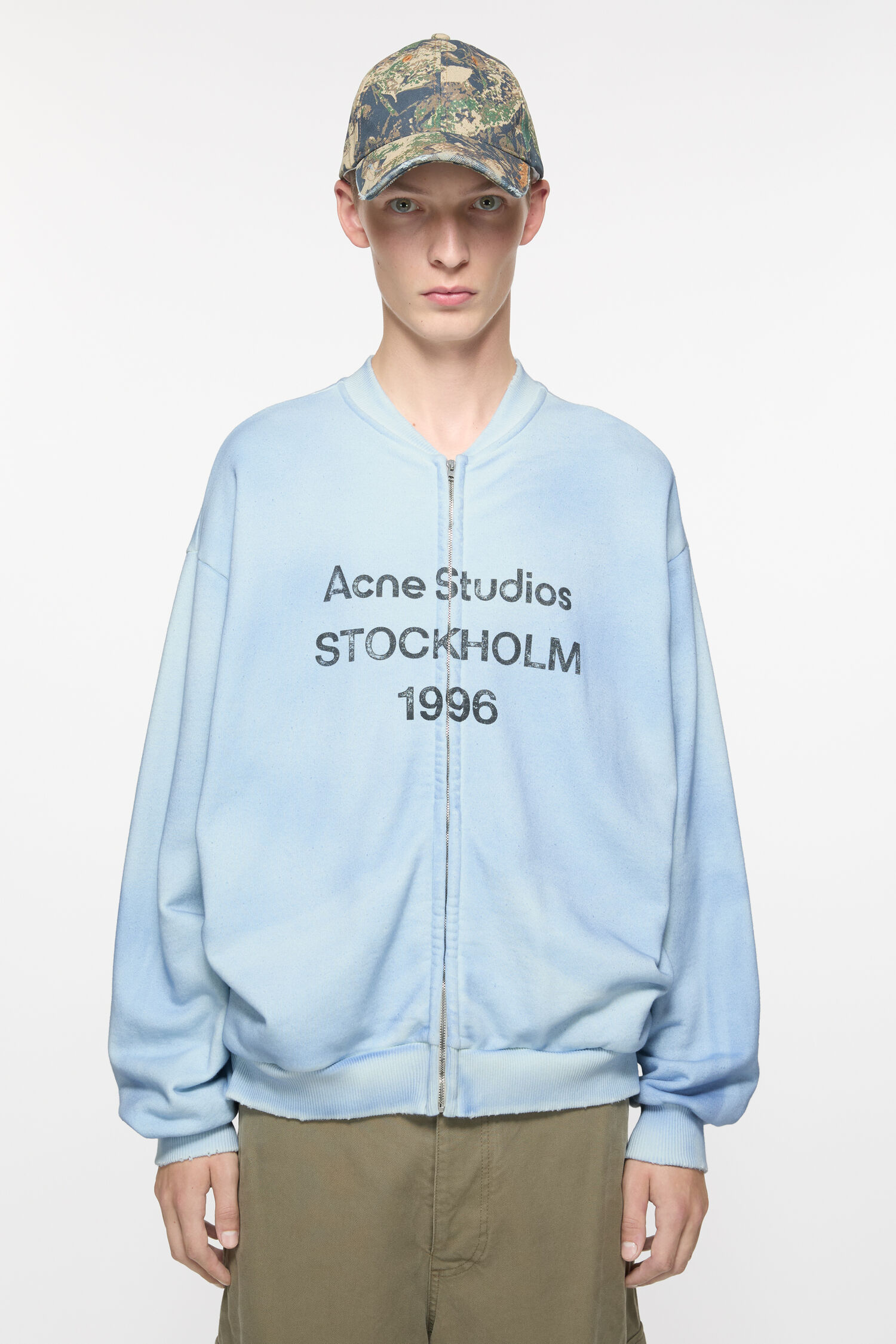 Acne Studios - Zip sweater logo - Dusty blue