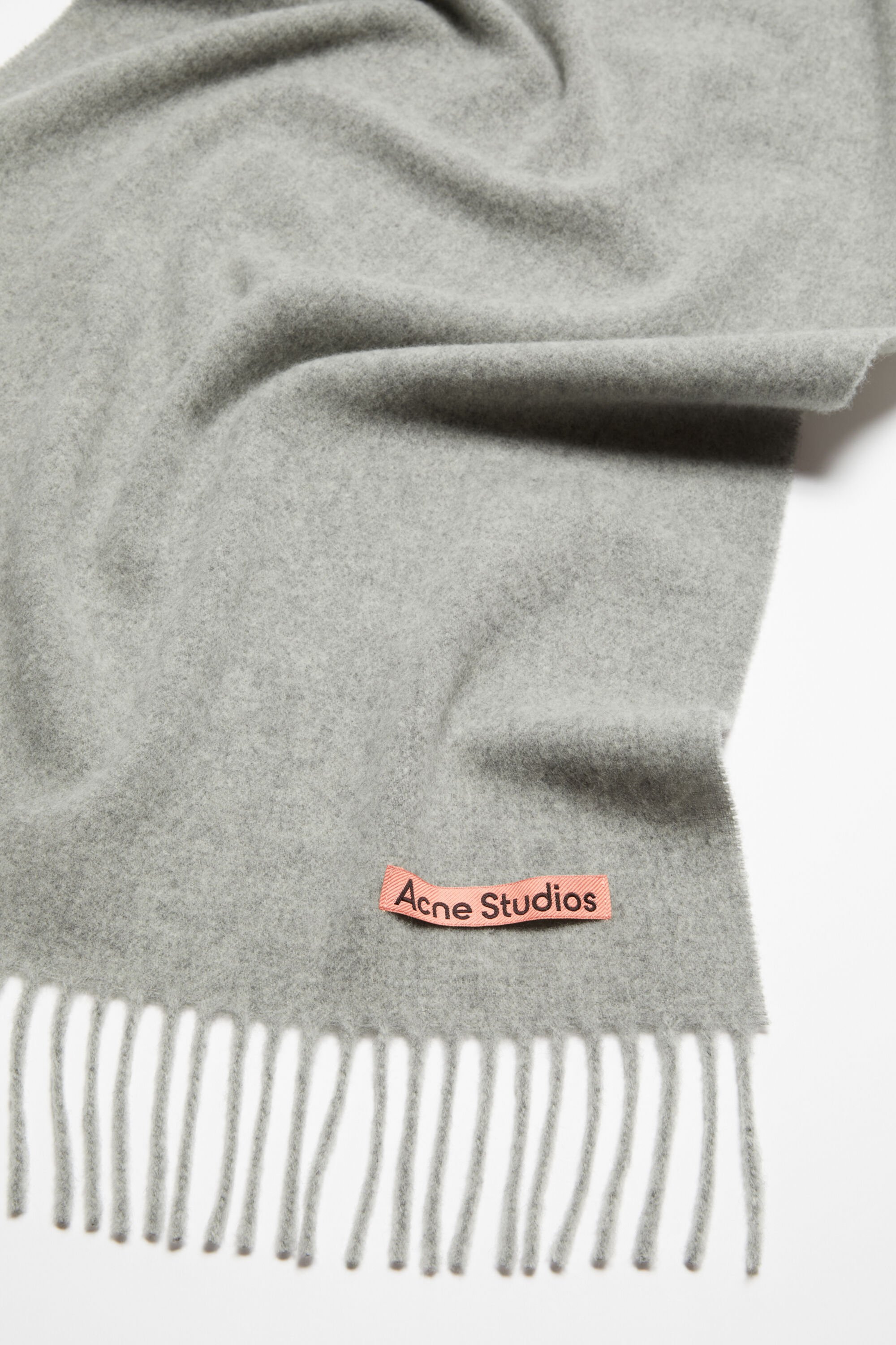 Acne Studios - Fringe wool scarf - Narrow - Light Grey Melange
