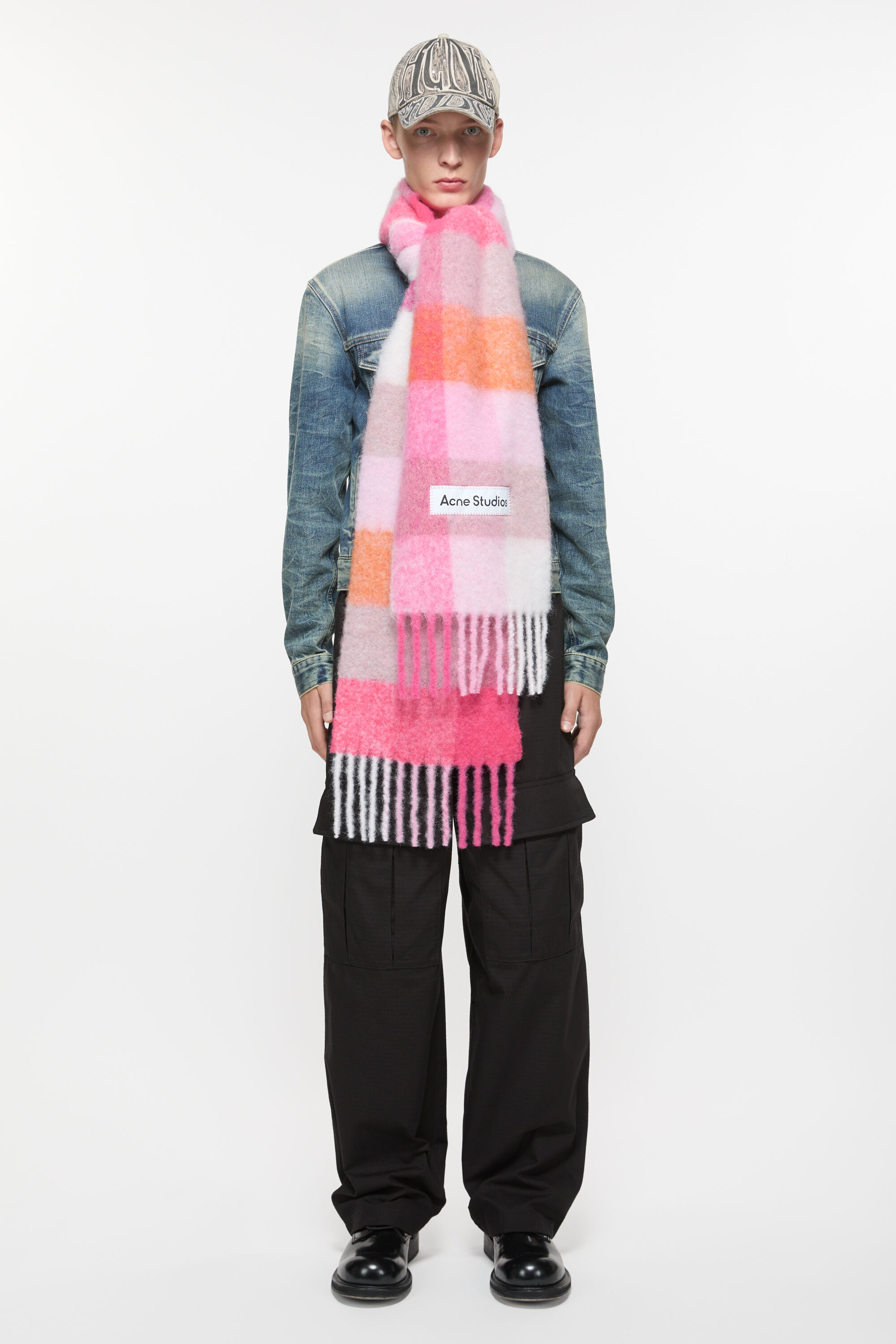 Acne Studios - Mohair checked scarf - Pink/Fuchsia/White