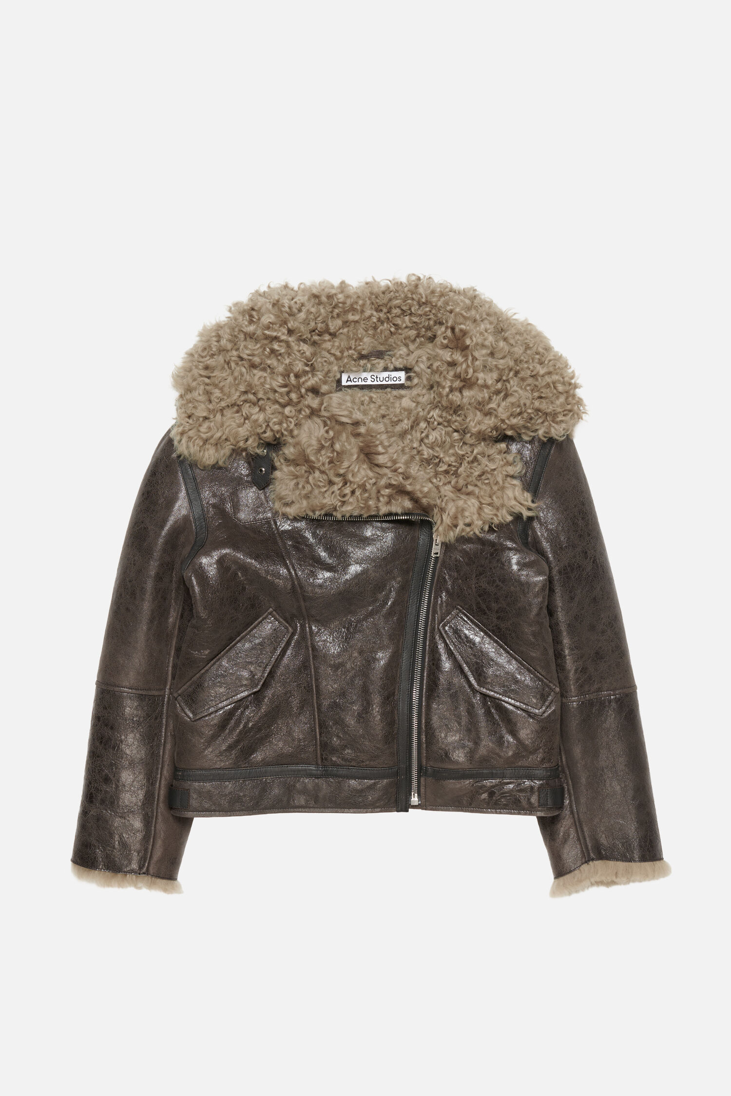 Acne Studios - Leather shearling jacket - Dark grey