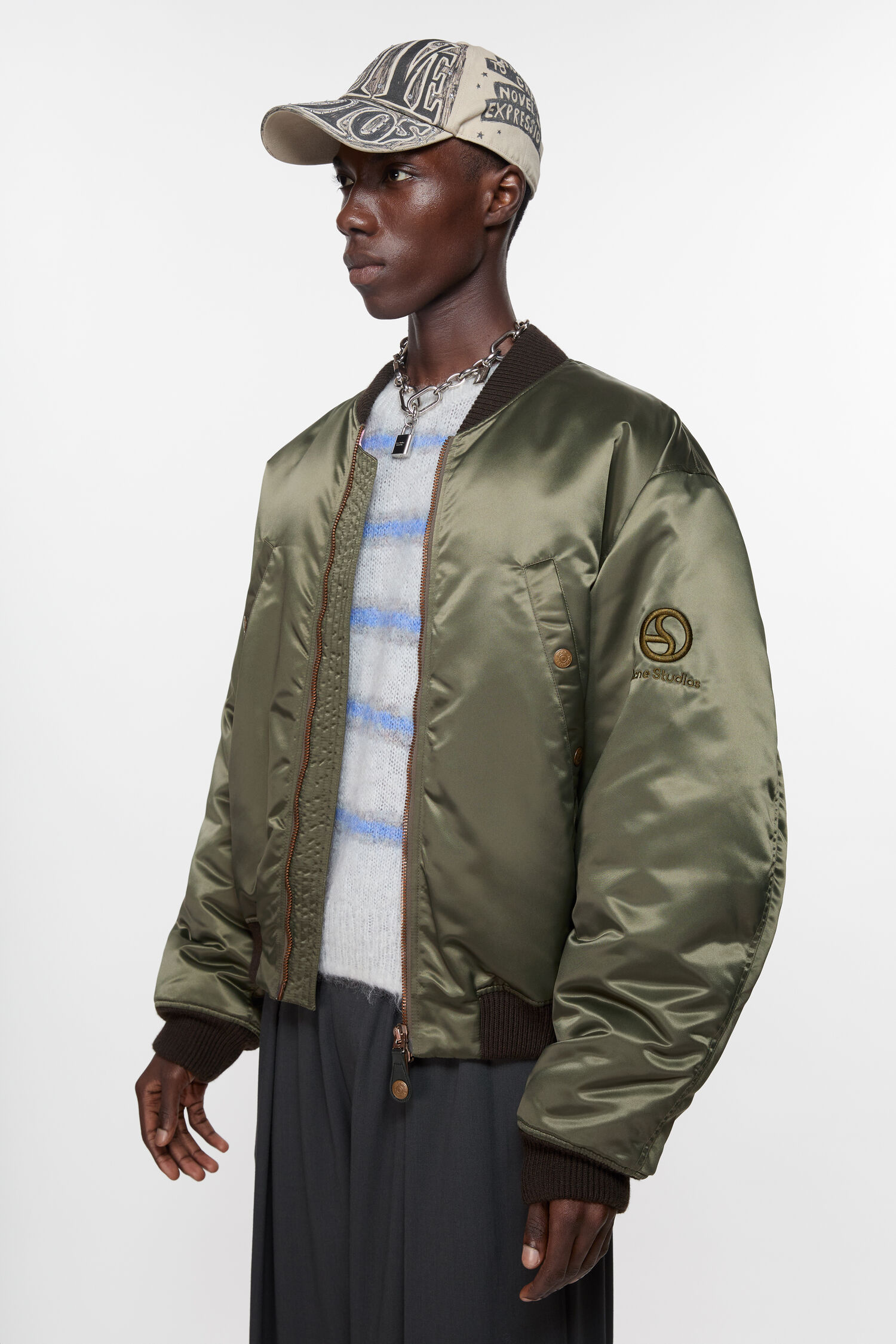 Acne Studios - Bomber jacket logogram - Military green