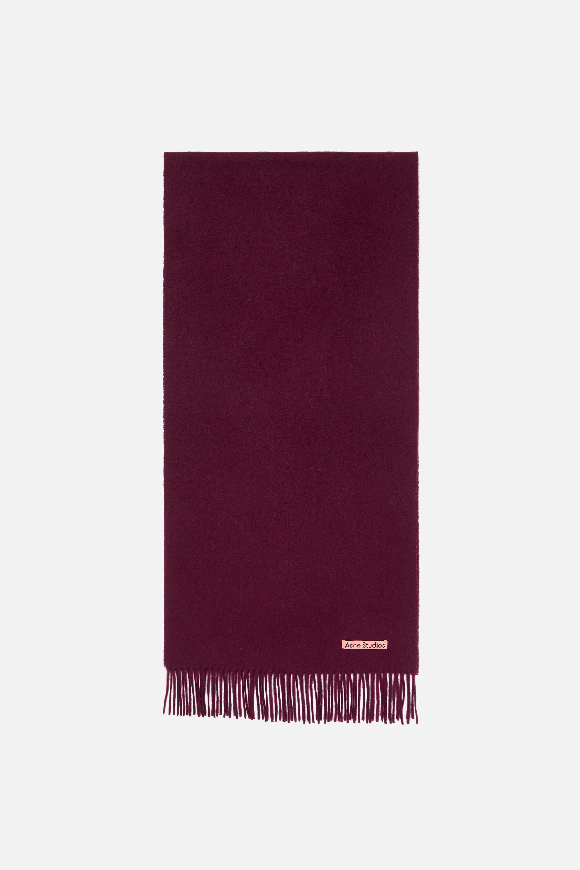 Acne Studios - Fringe wool scarf – Narrow - Burgundy melange