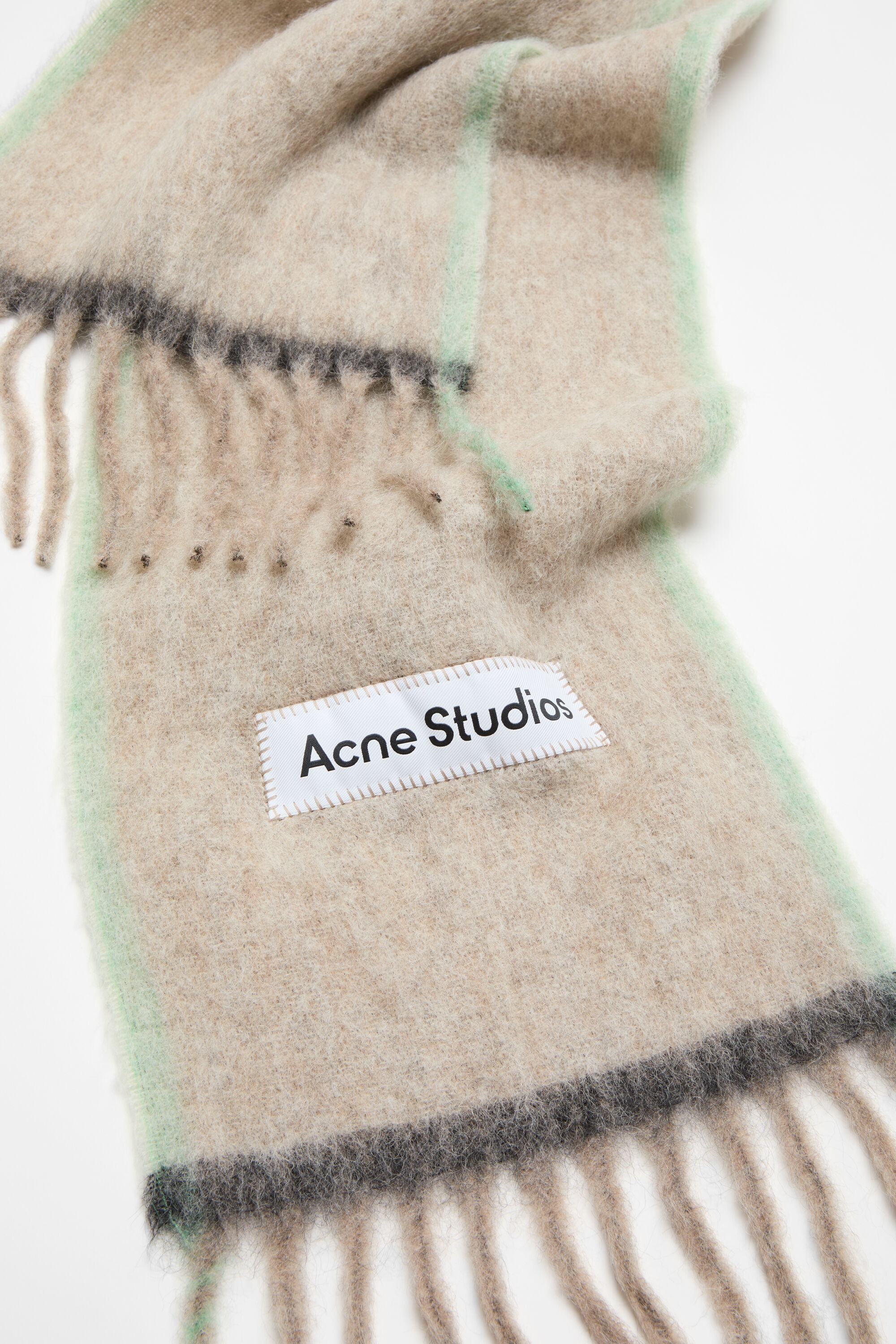 Acne Studios - Wool mohair scarf - Narrow - Beige/grey