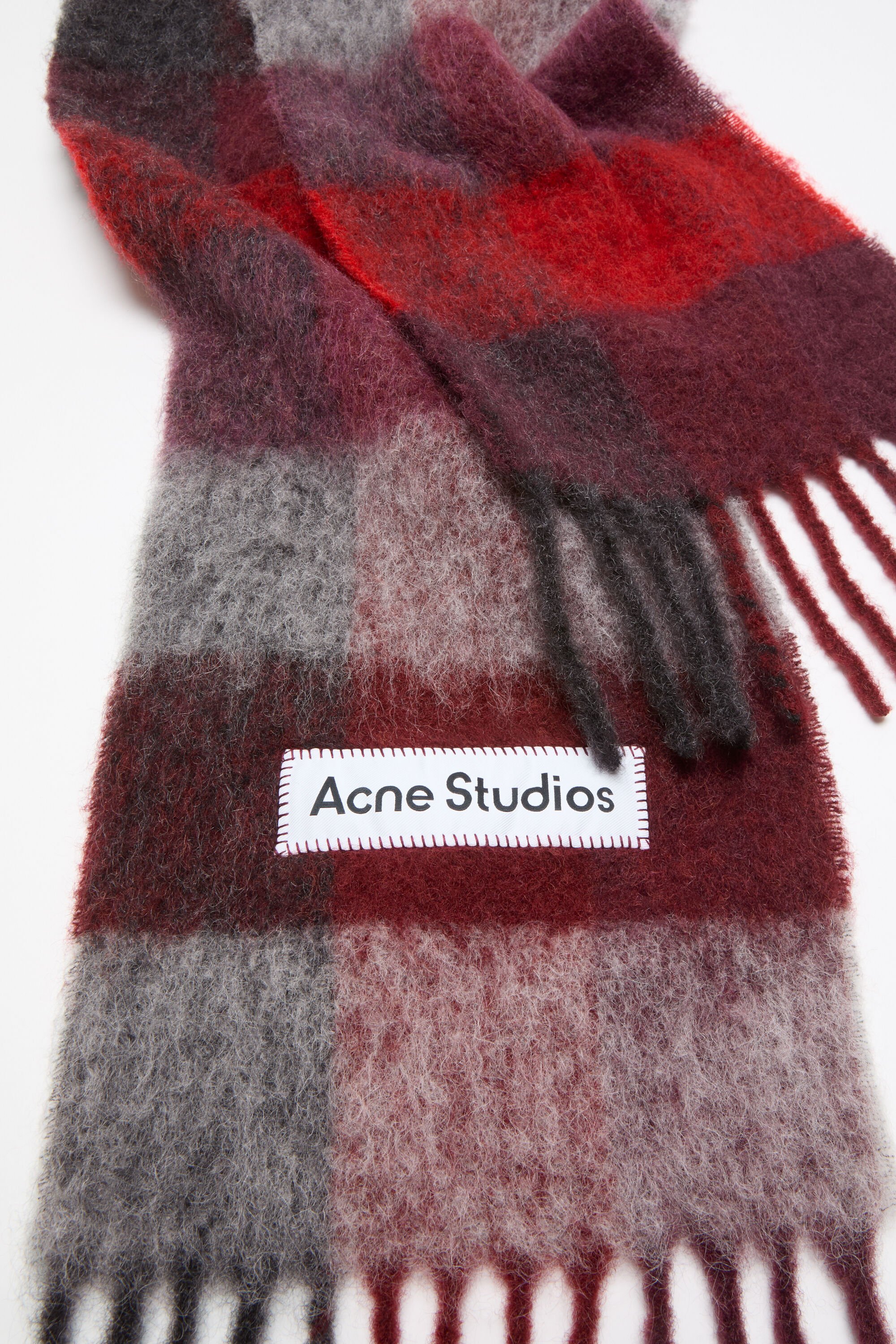 Acne Studios - Mohair checked scarf - Red/black