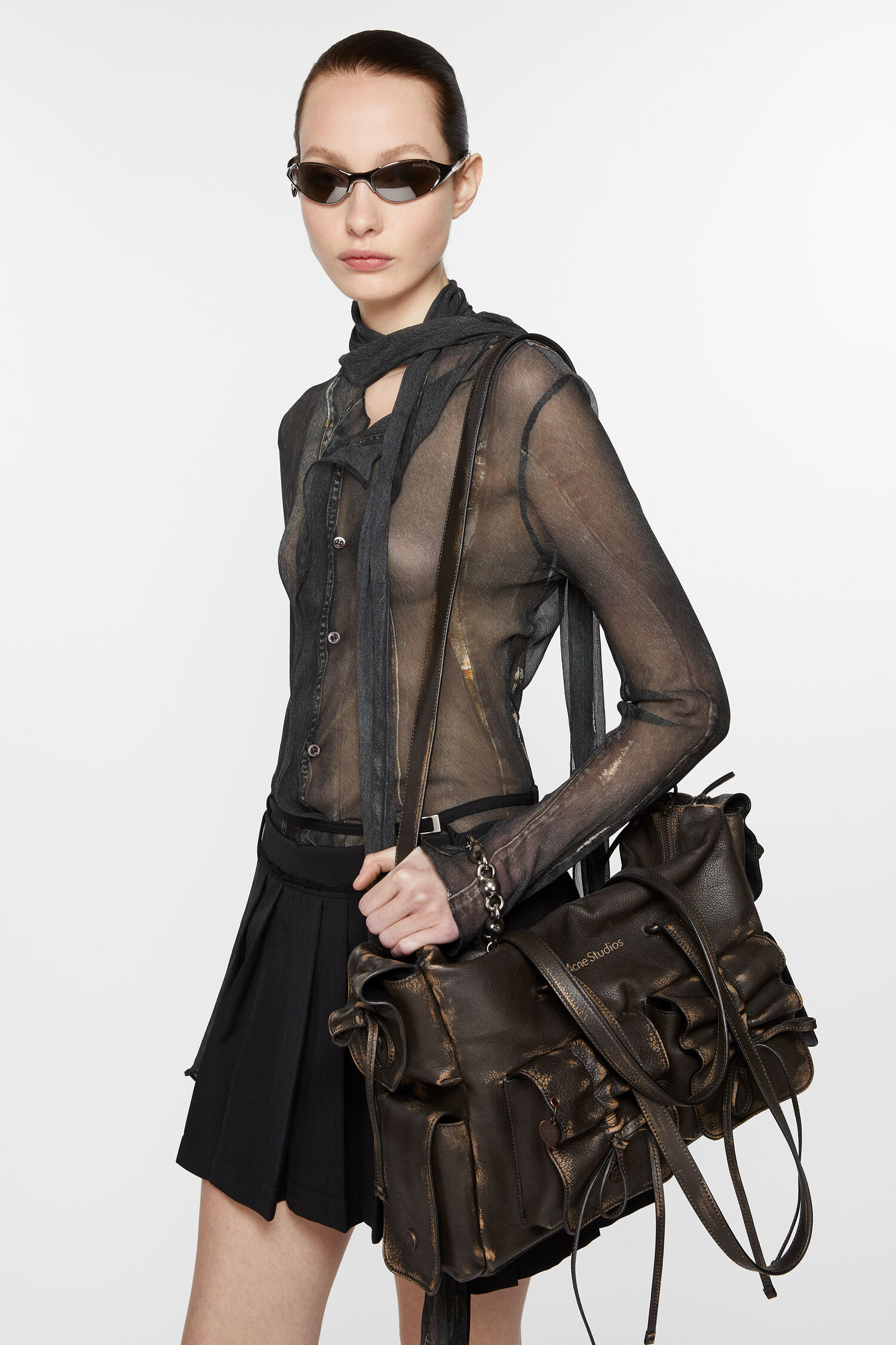 Acne Studios - Multipocket tote bag - Dark brown/beige