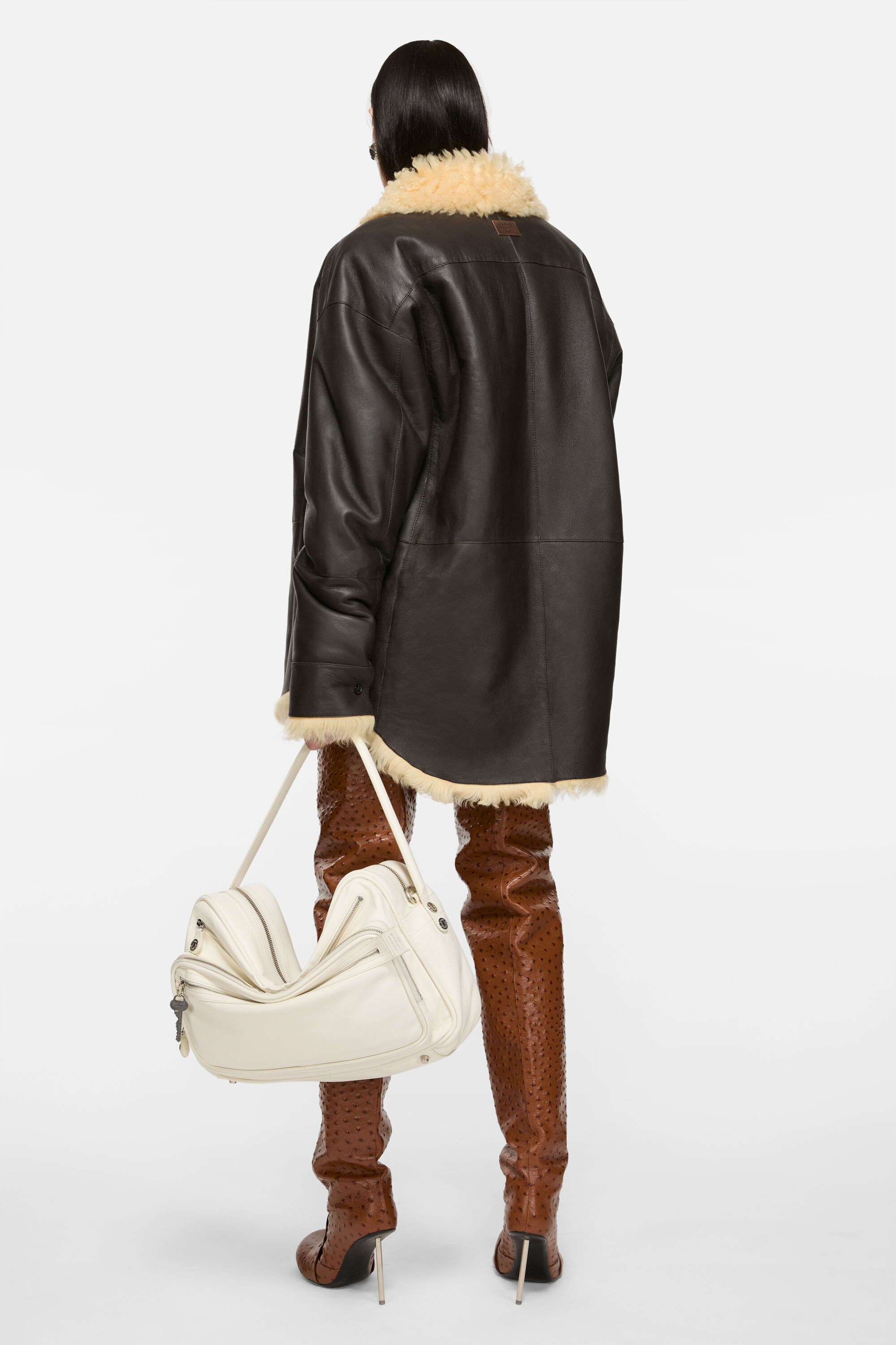 Acne Studios - Shearling shirt jacket - Coffee brown/pale yellow