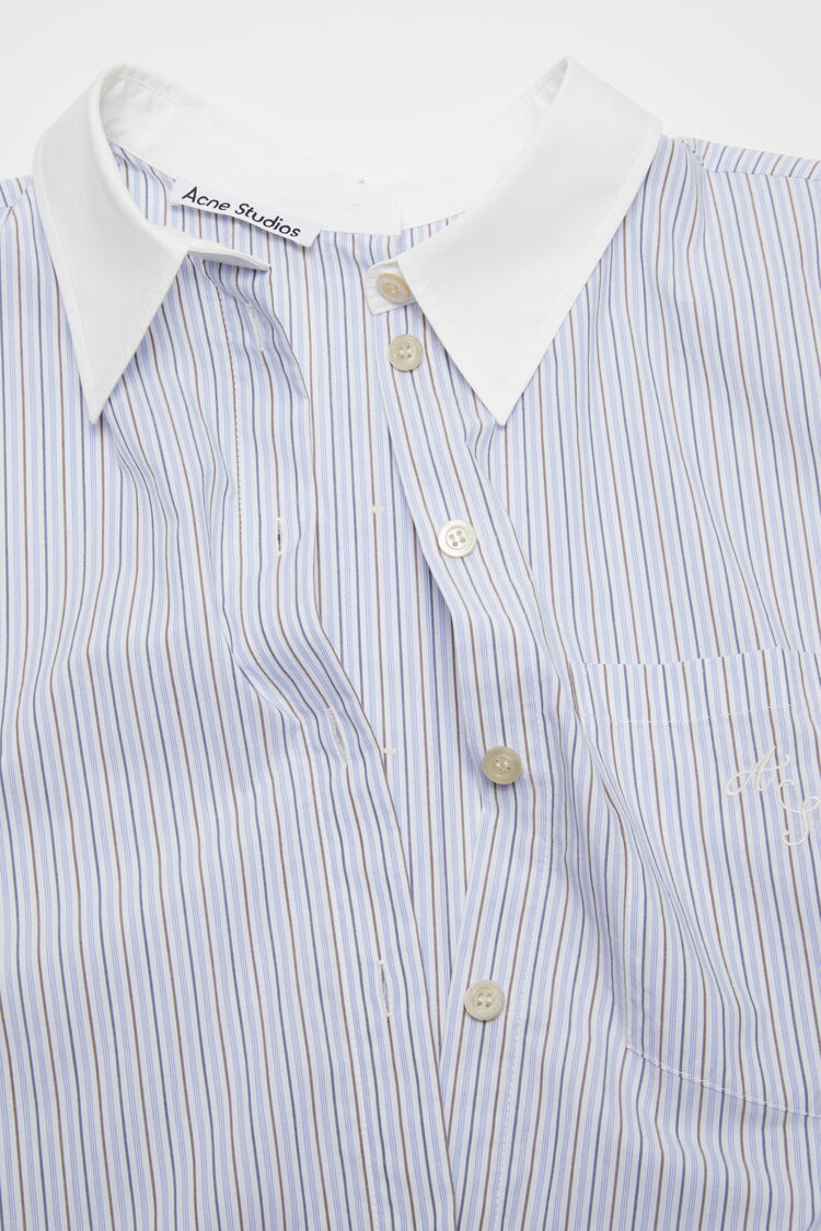 Acne Studios - Stripe button-up shirt - Dusty blue/cold brown