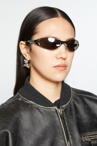 Acne Studios - Flower hoop earrings - Silver/transparent