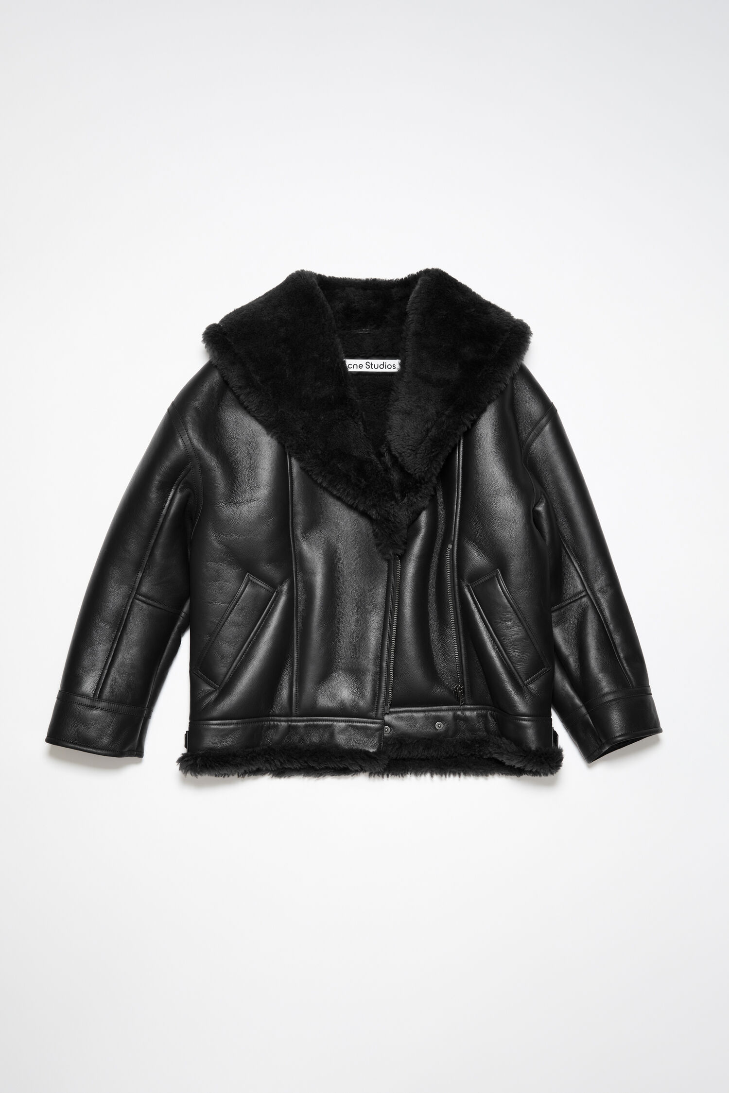 Acne Studios - Leather shearling jacket - Black/black