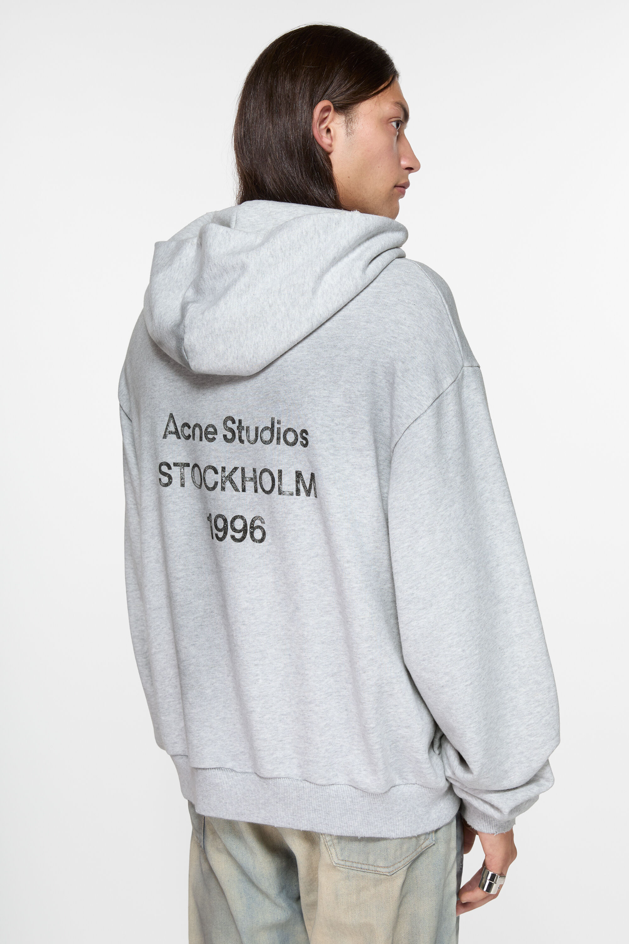 Acne Studios - Logo hooded sweater - Pale Grey Melange