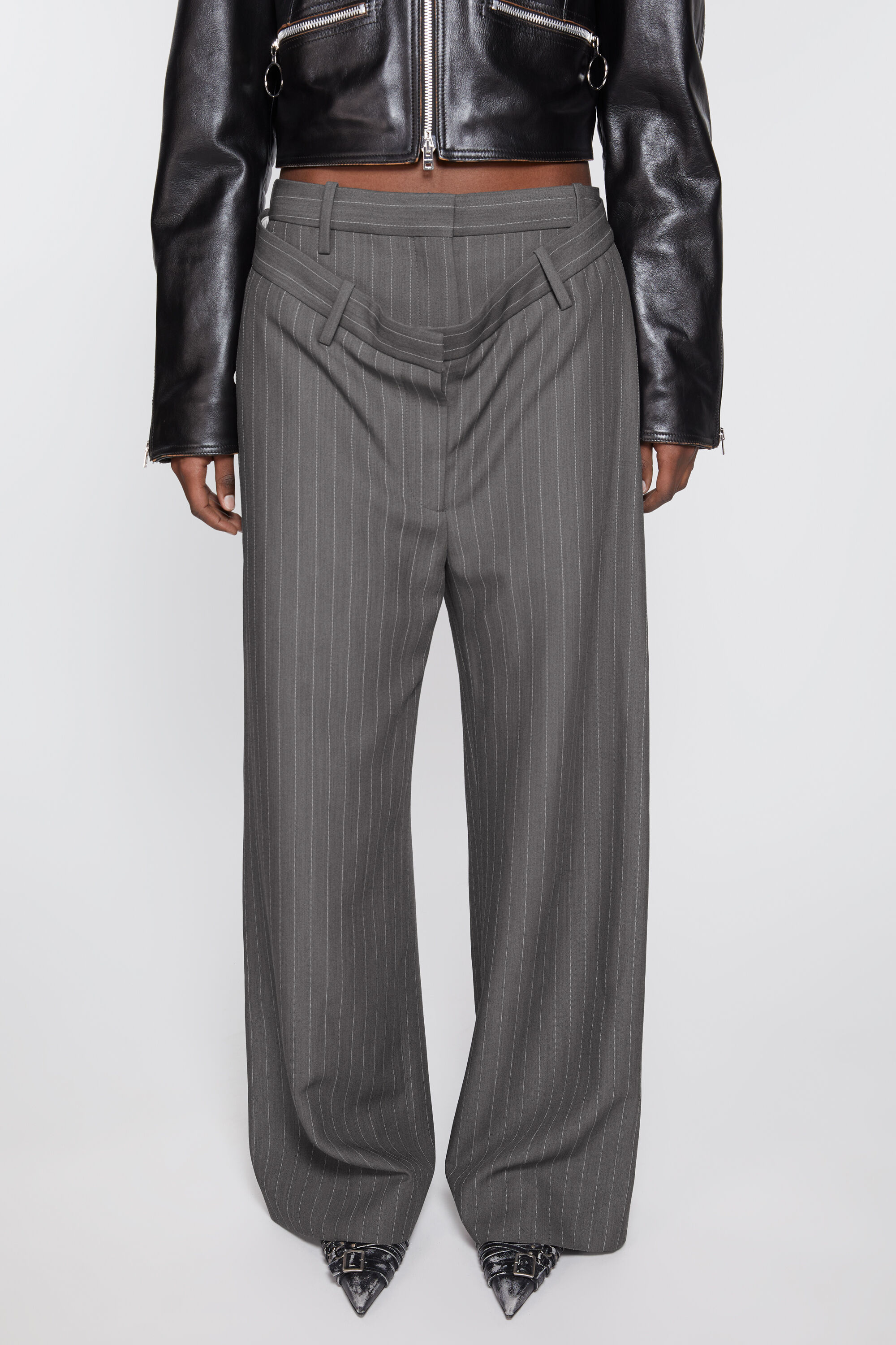 Acne Studios - Deconstructed pinstripe trousers - Grey Melange