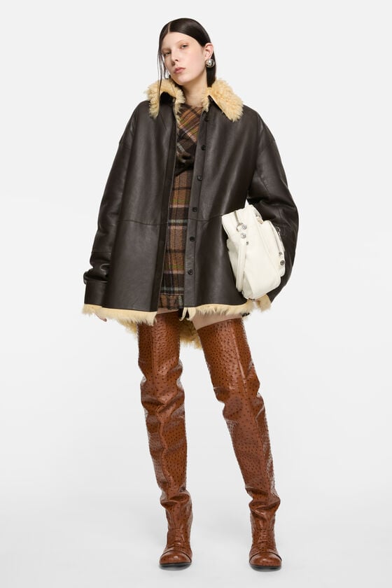 Acne Studios - Shearling shirt jacket - Coffee brown/pale yellow