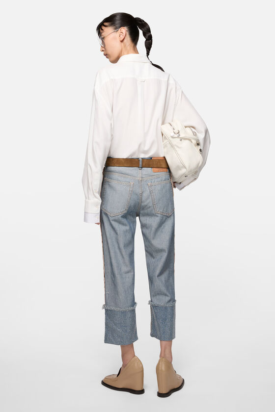Acne Studios - Denim rhinestone trousers - Mid blue