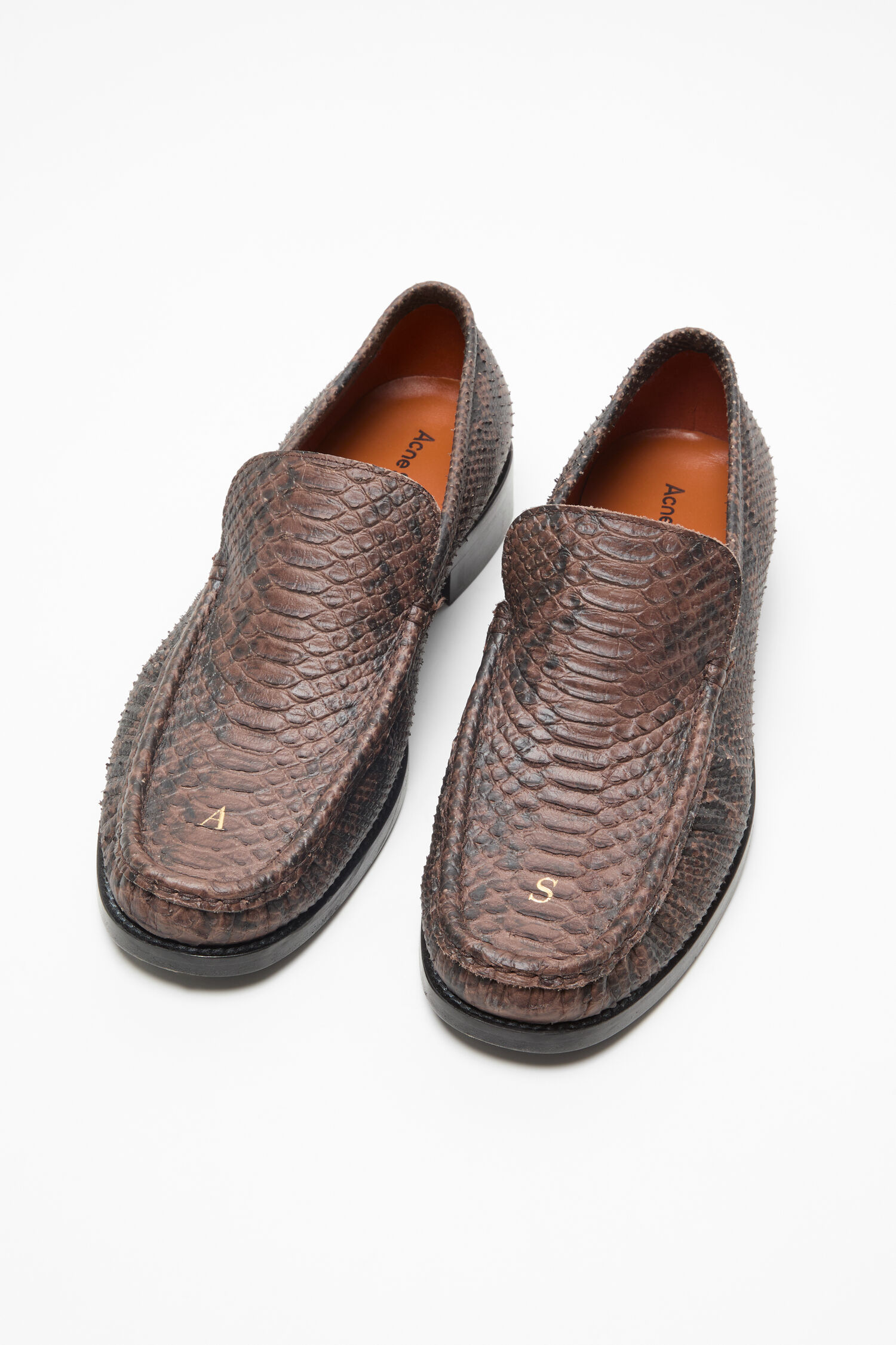 Acne Studios - Printed python loafers - Brown