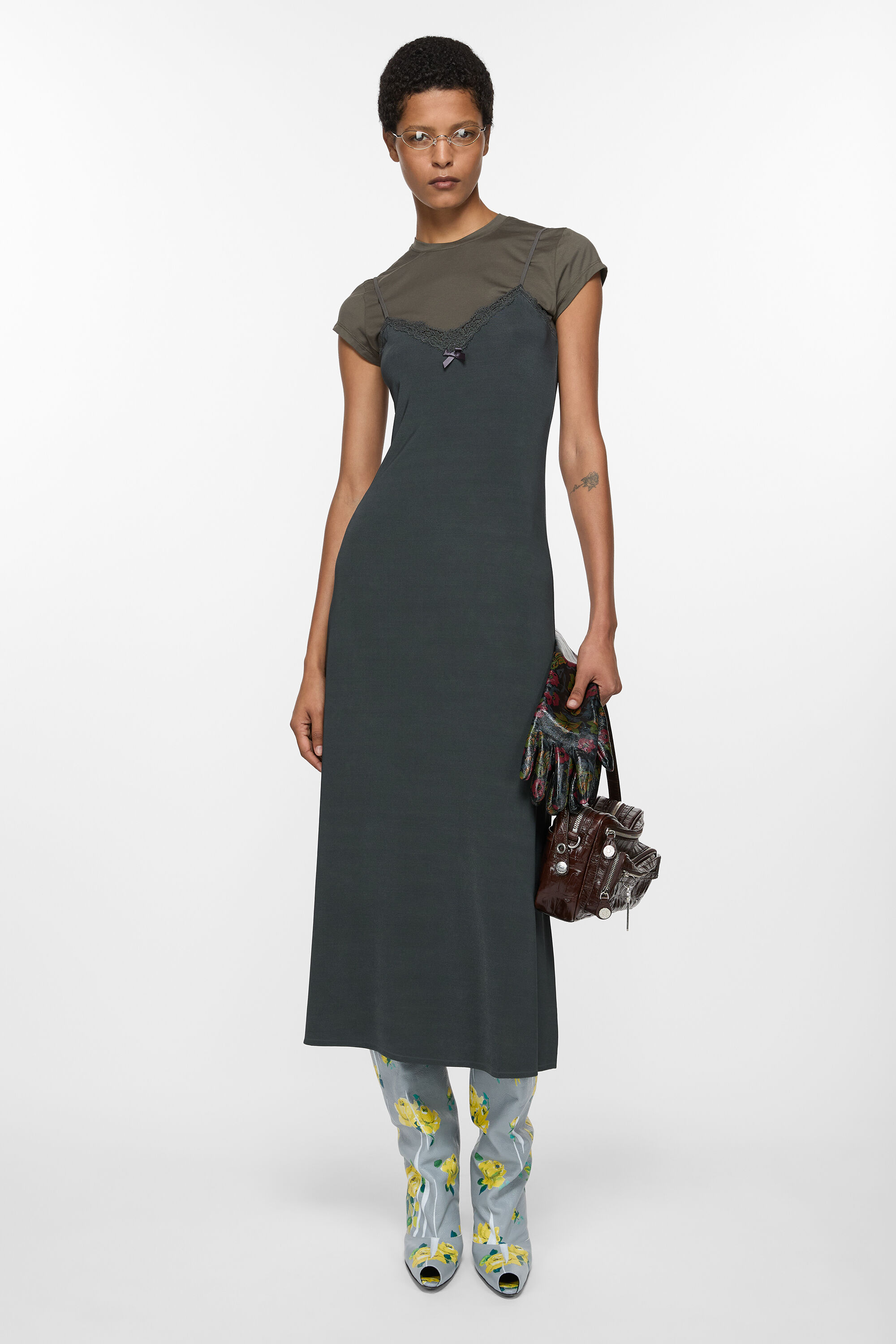 Acne Studios - Layered jersey dress - Grey/anthracite