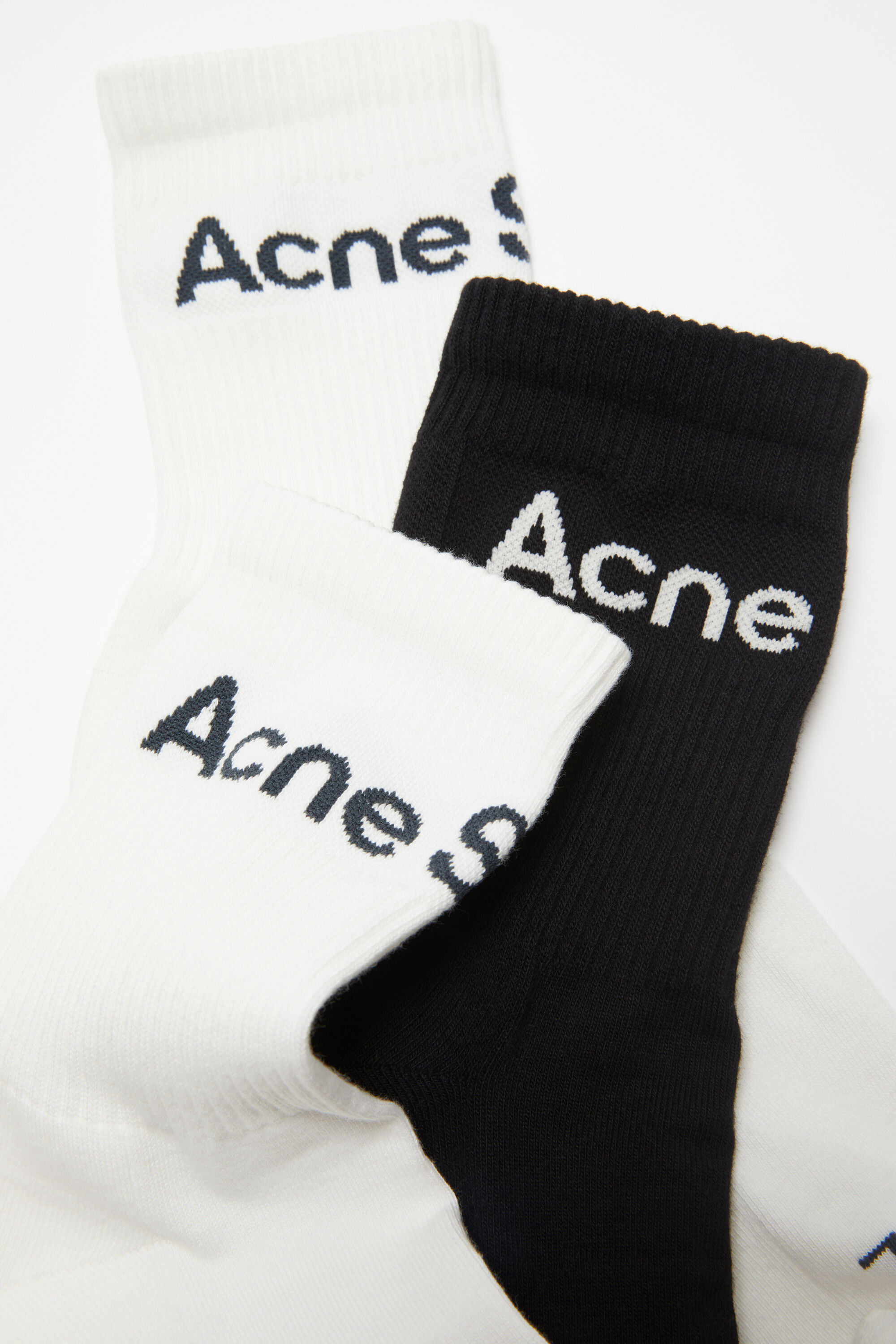 Acne Studios - Cotton logo socks - 3 pack - White/white/black