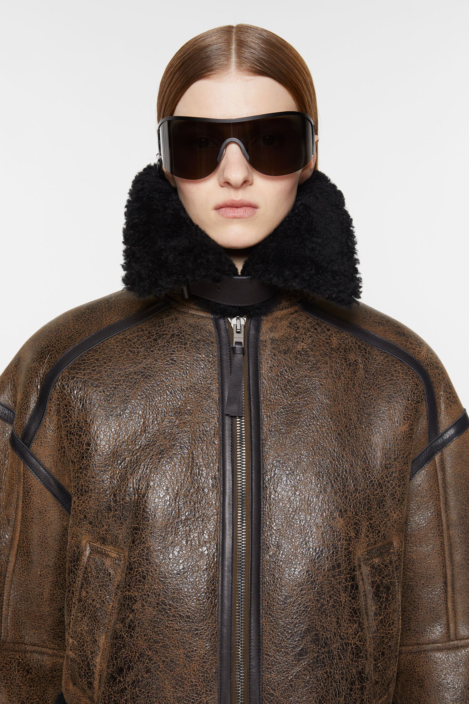 Acne Studios - Shearling jacket - Dark brown/black