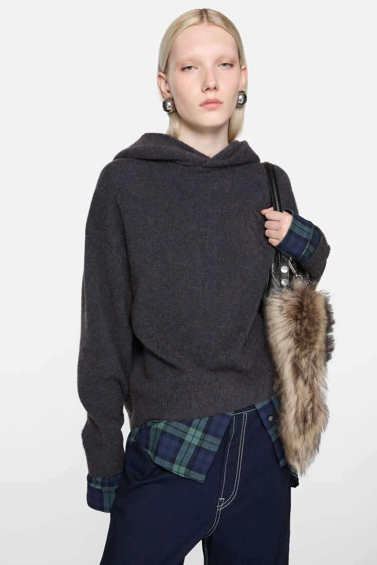Acne Studios - Layered wool hoodie - Graphite grey