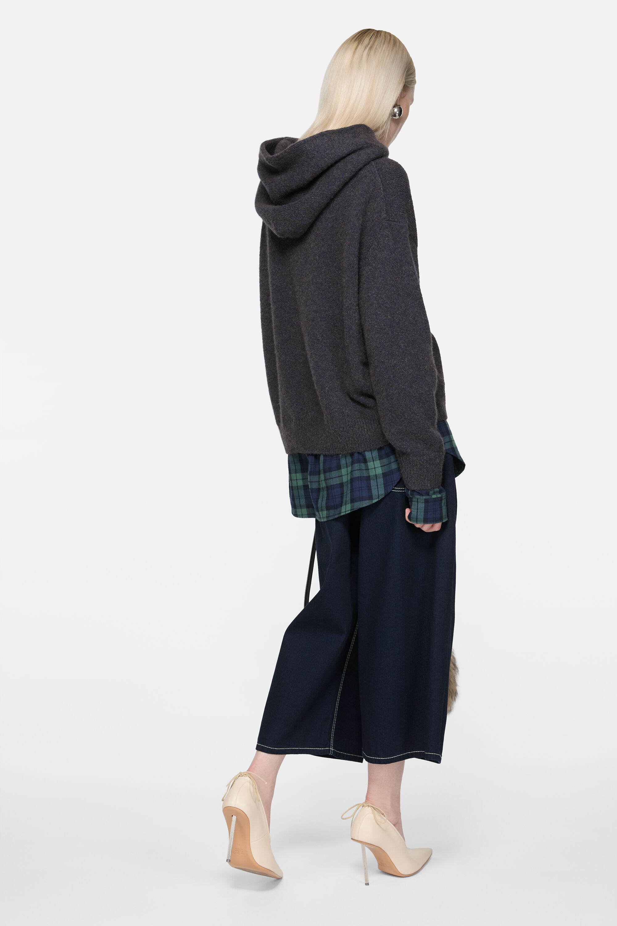 Acne Studios - Layered wool hoodie - Graphite grey