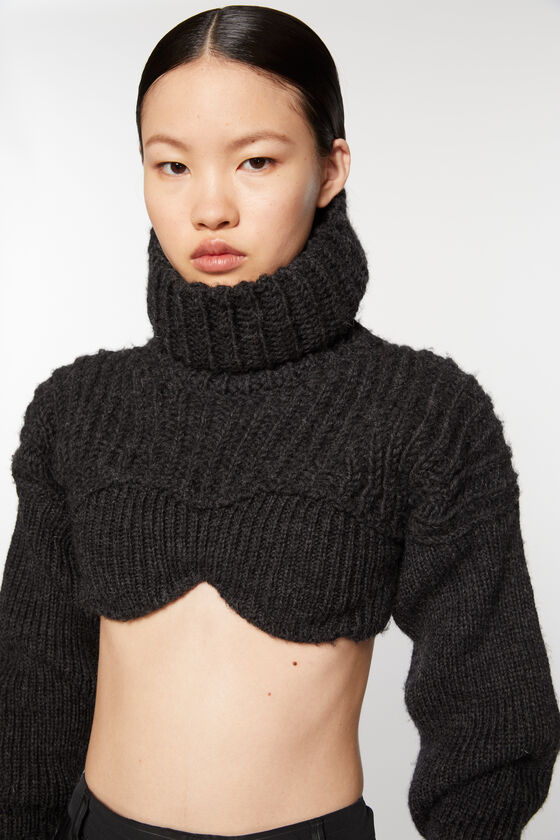 Acne Studios - Cropped high neck knit - Anthracite/grey