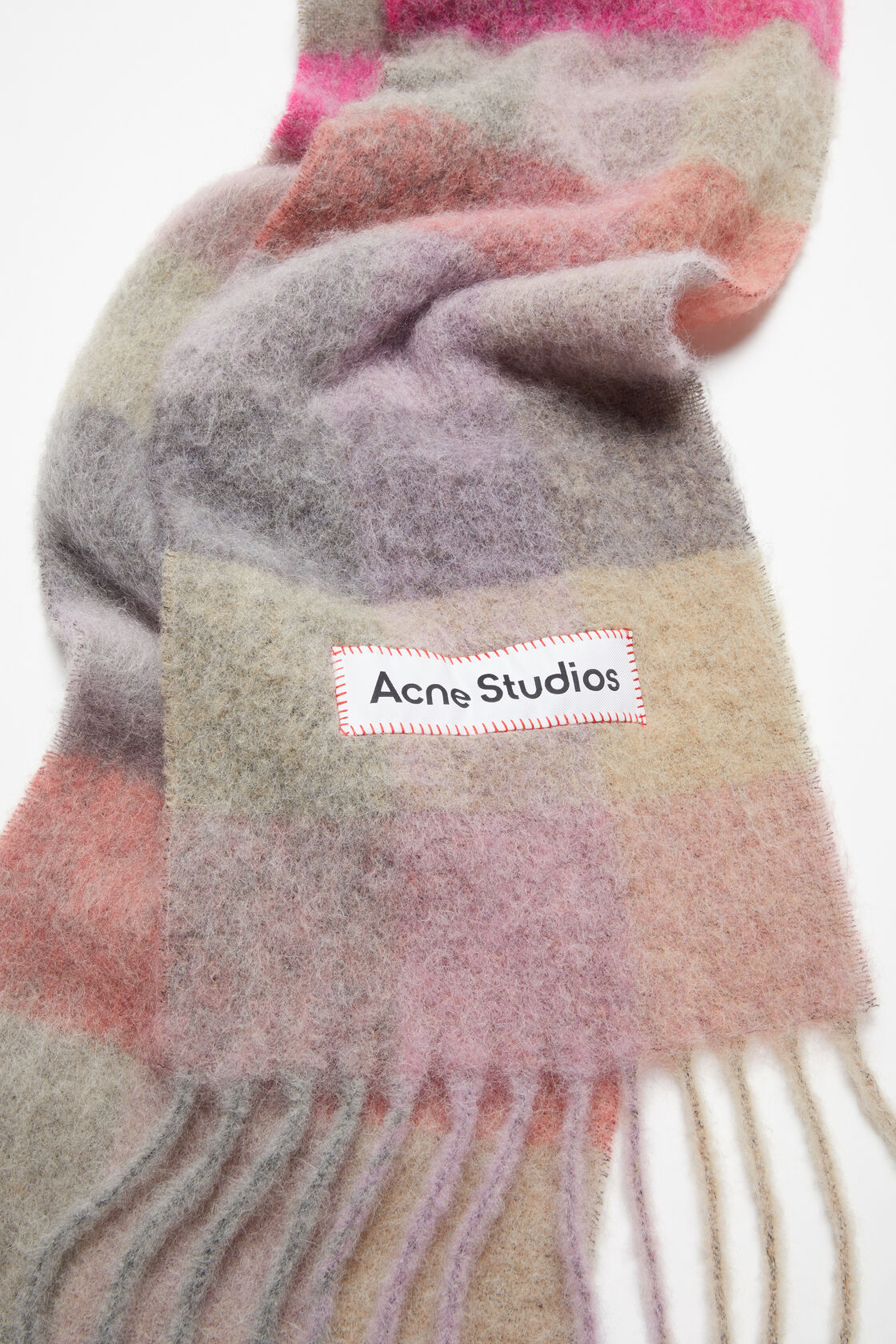 Acne Studios - Mohair checked scarf - Fuchsia/lilac/pink