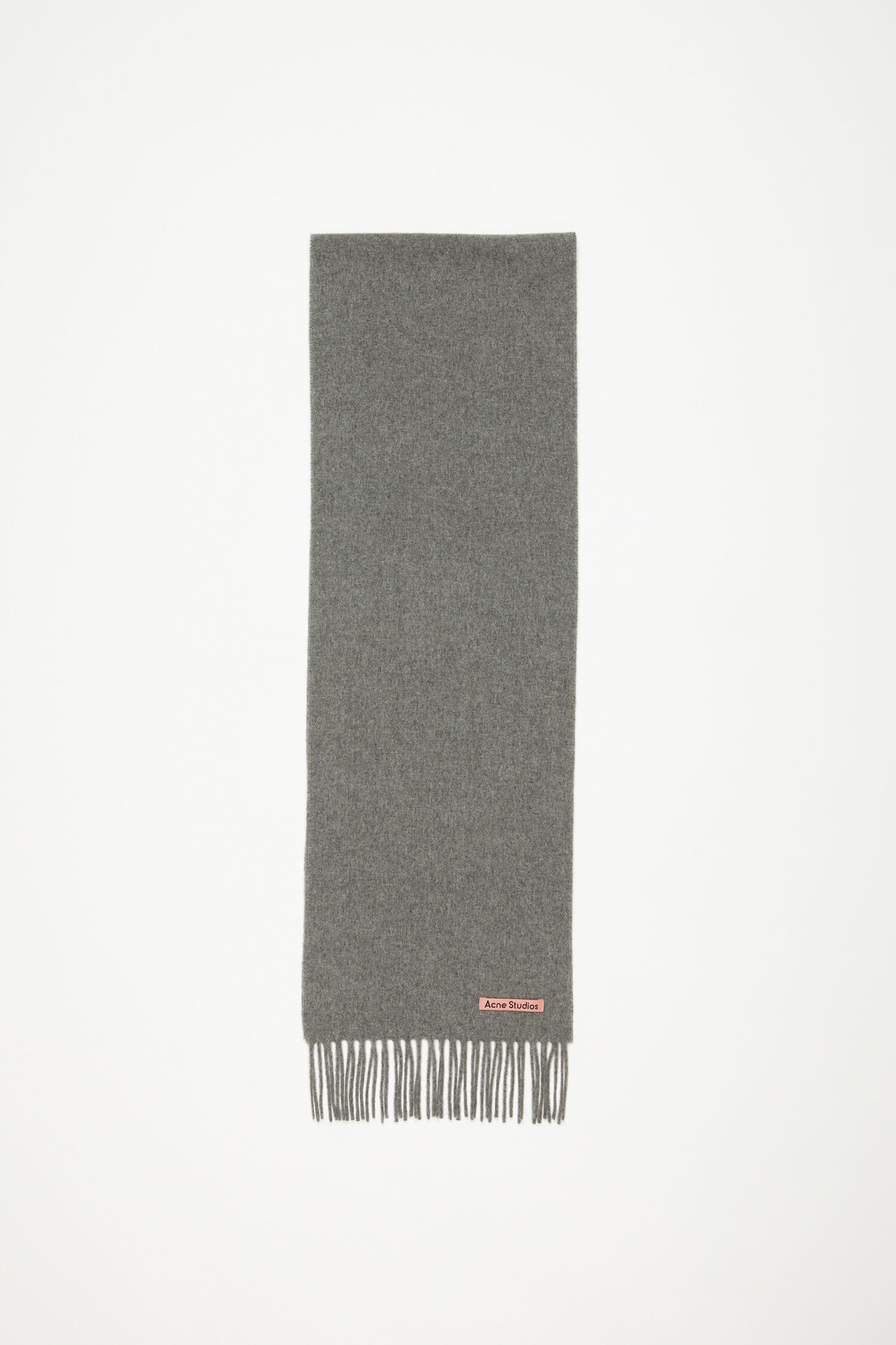 Acne Studios - Fringe wool scarf - skinny - Grey Melange