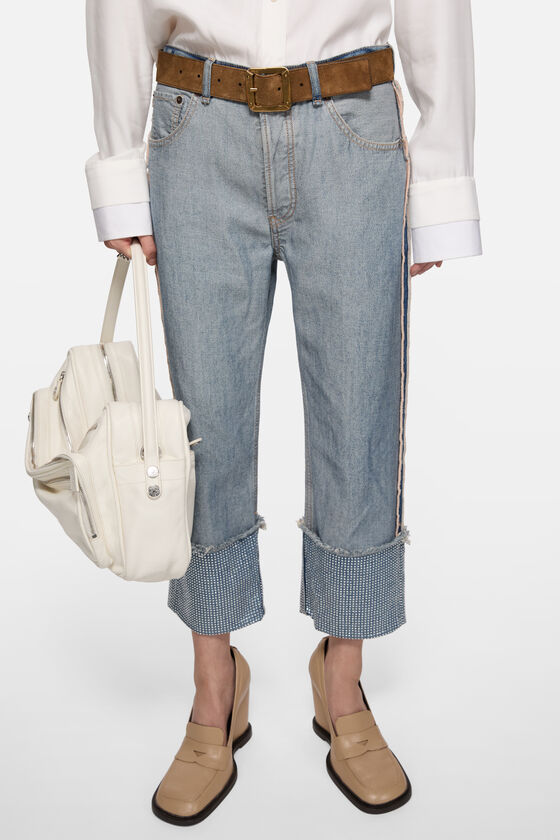 Acne Studios - Denim rhinestone trousers - Mid blue