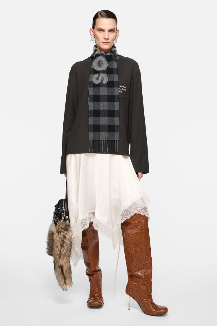 Acne Studios - Check logo scarf - Narrow - Black/grey